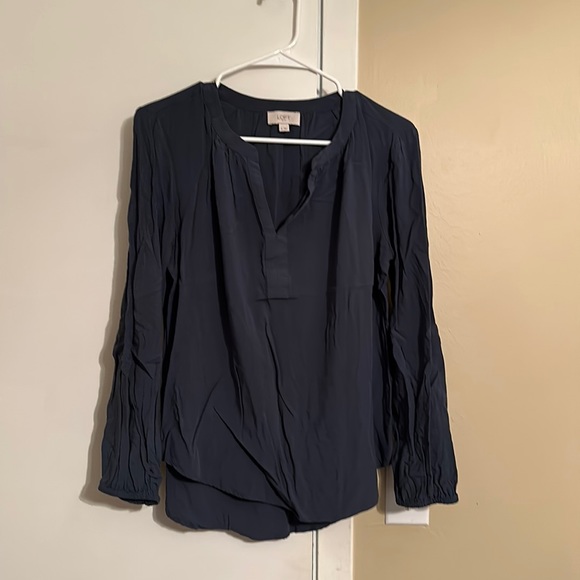 LOFT | Tops | Womens Loft Dusty Blue Blouse | Poshmark